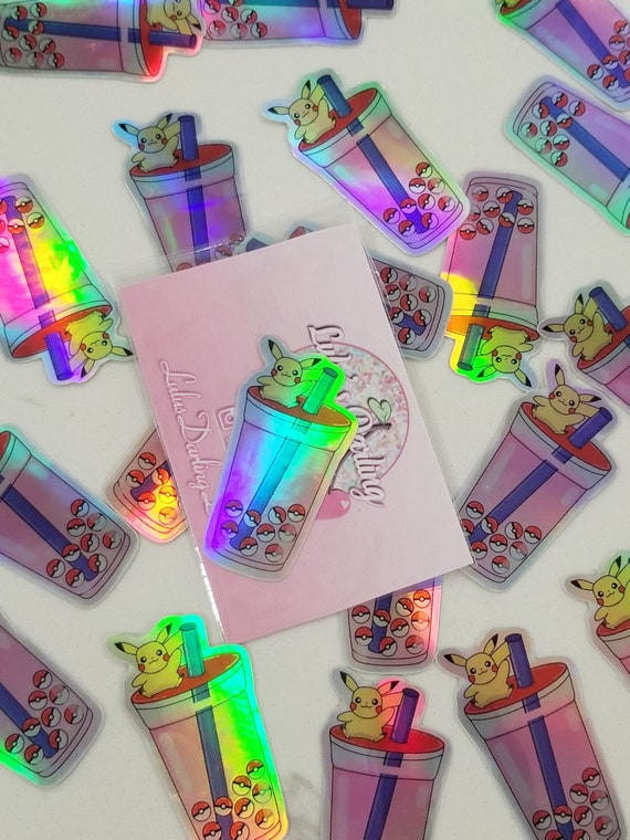 Pokemon Bubble Tea Boba Pikachu Holo Sticker - Etsy Finland
