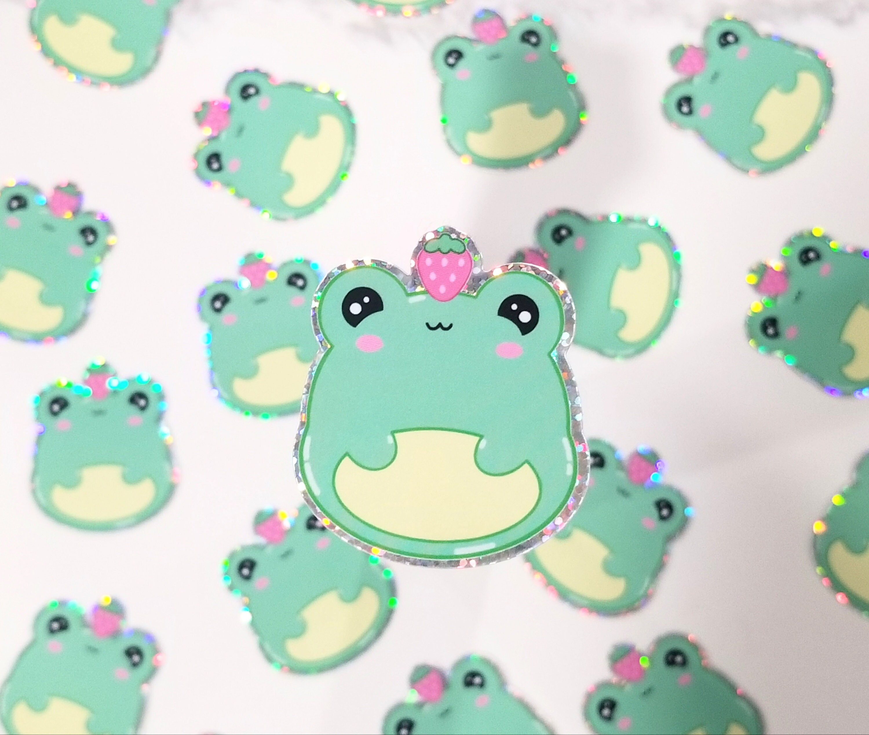 Kawaii Strawberry Frog Sticker waterproof/weatherproof - Etsy UK