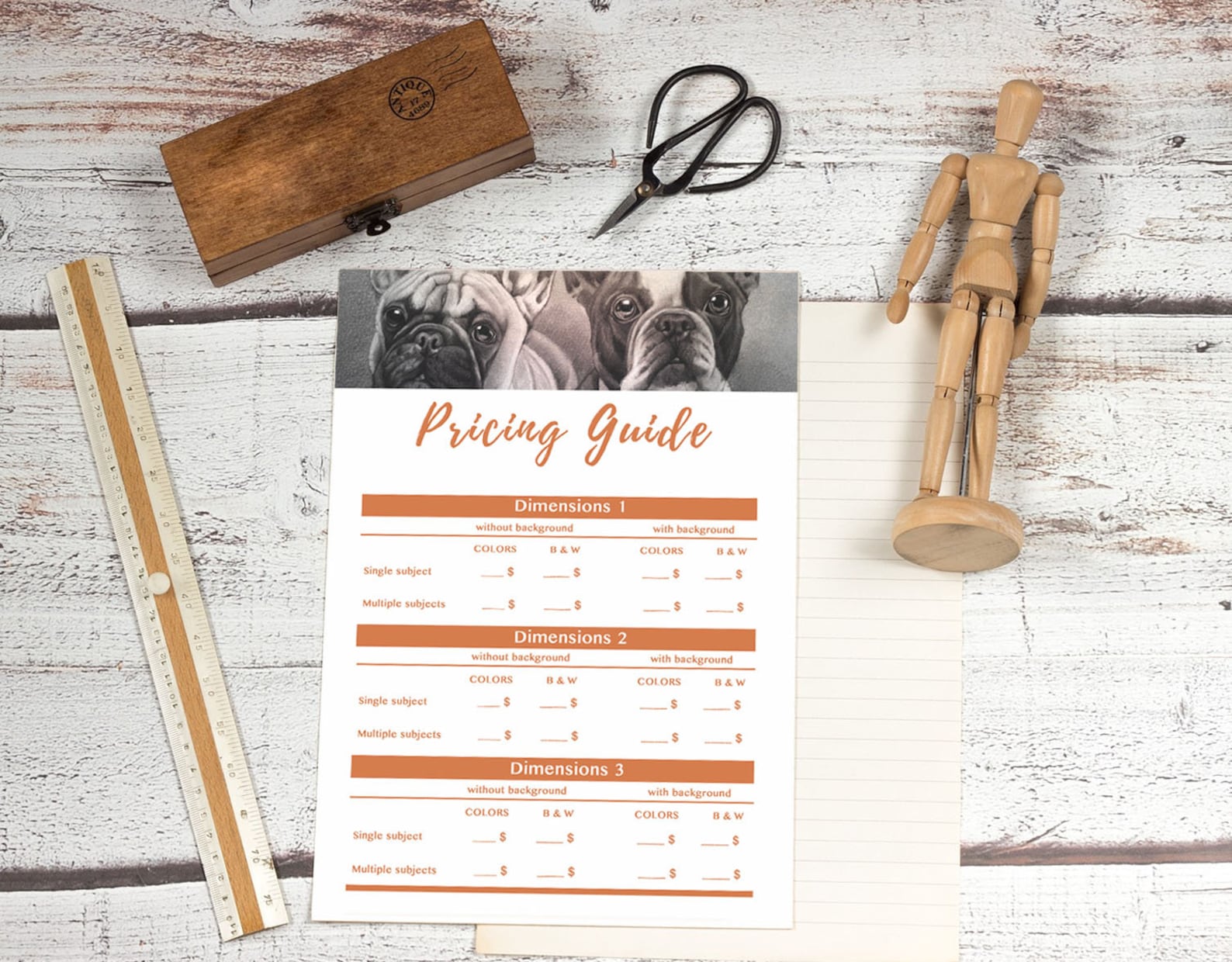 Price Guide List for Traditional Artists - Custom Artwork Price Sheet ...