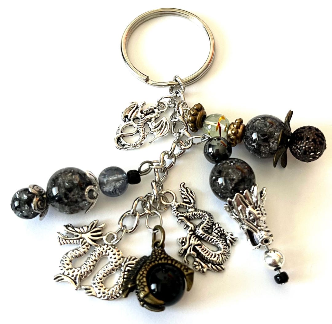 Key Chain Dungeons and Dragons Themed Metal Charms Beads Great Gift DND ...