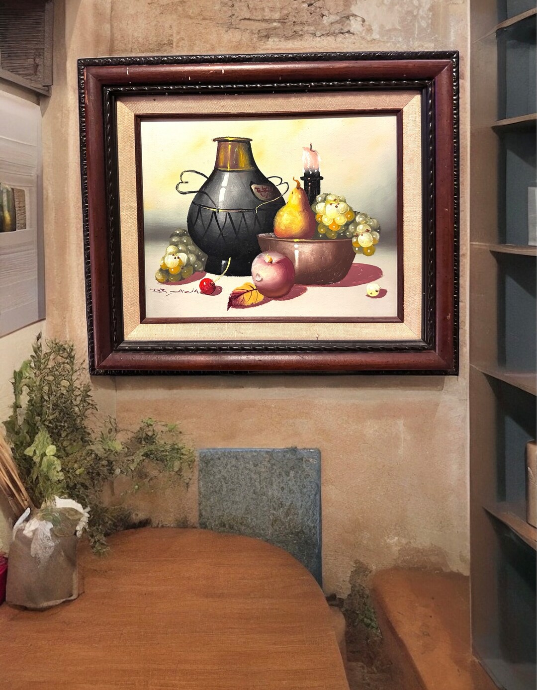 Vintage Fruit Still Life Oil on Board Artist Signed 8”x10” Rustic ...