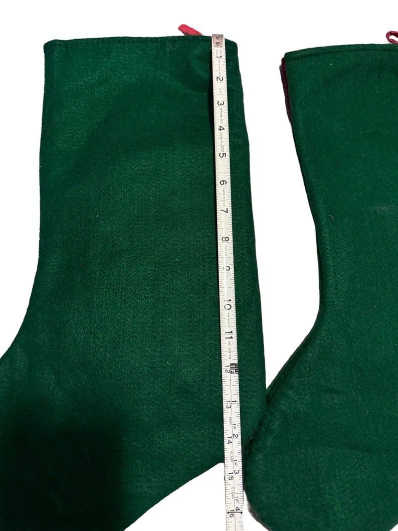 Vintage Prima Creations Merry Christmas Santa Stockings Green set of 2 ...