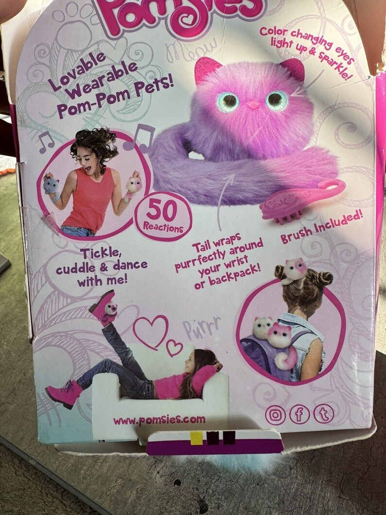 X2 Skyrocket Pomsies PATCHES Interactive/wearable Pom-pom Pet Cat New N ...