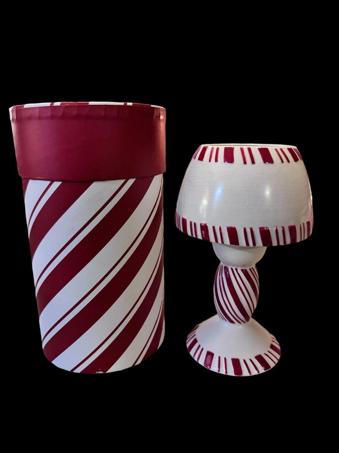 VTG Hallmark Candy Cane Tealight Peppermint Stripe Candle Holder Home ...
