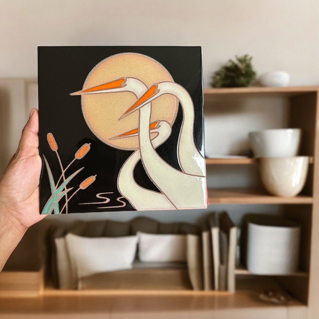 1984 Arius Santa Fe Art Tile Black Cranes 4401 Asia BL 8x8 RARE - Etsy