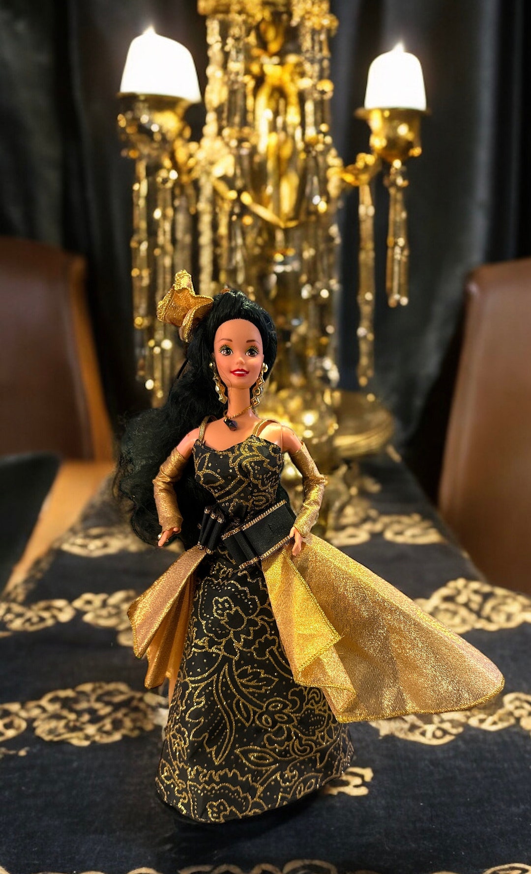 Moonlight Magic Barbie Doll W/ Gold Black Gown & Black Hair,body Mark ...