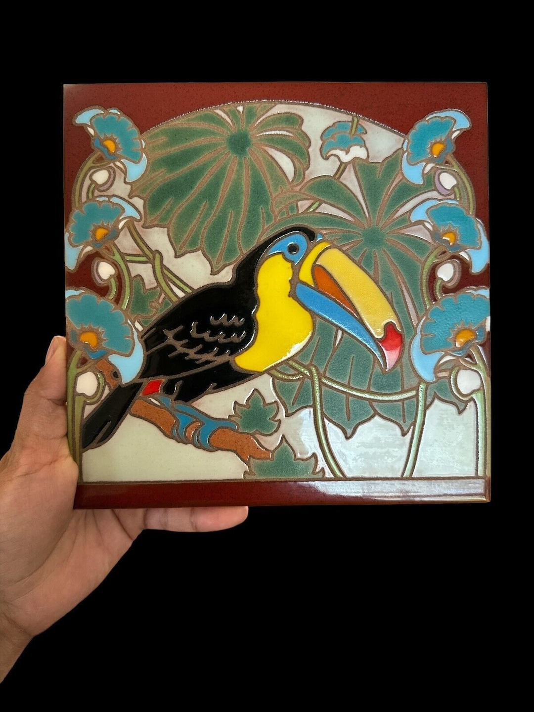 1983 Arius Santa Fe Art Tile TOUCAN ARIUS 8x8 Italy Tile Trivet RARE ...