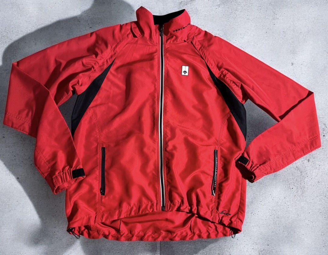 Descente Cycling Jacket Red Black Mesh Convertible Sleeves Mens L ...