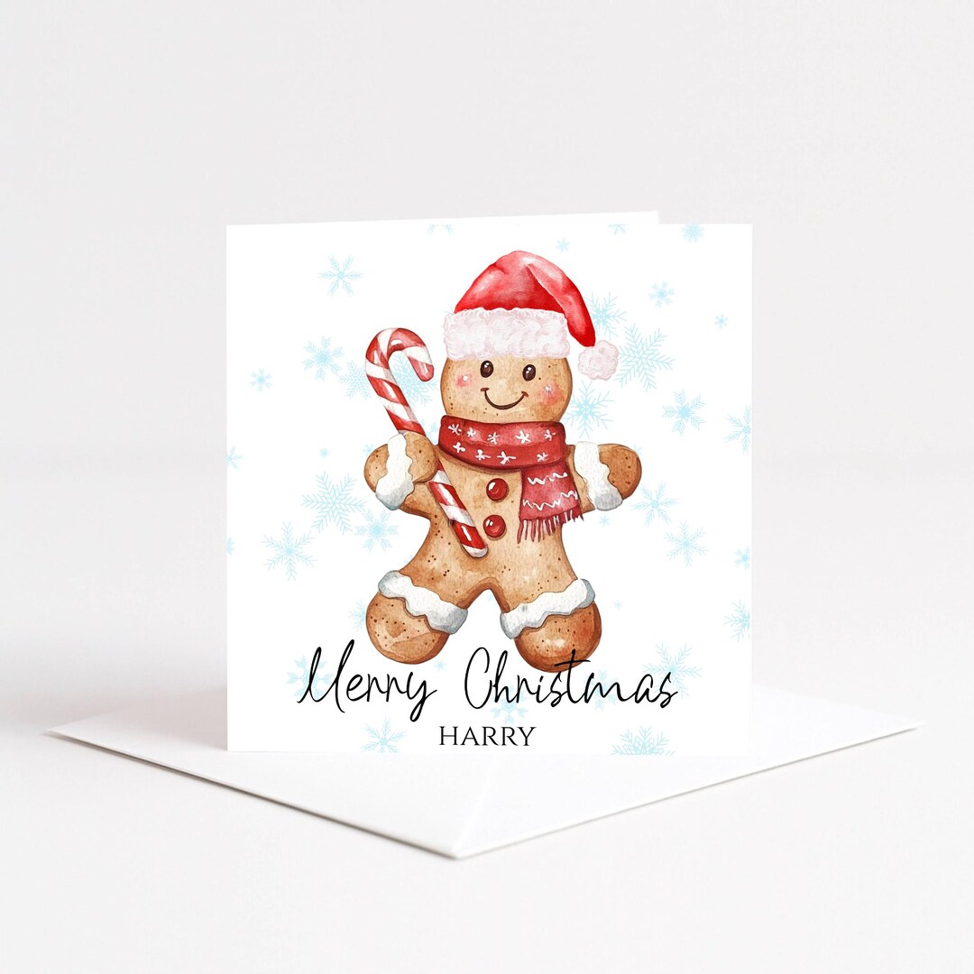 Personalised Gingerbread Man Christmas Card – Custom Family Name - Etsy