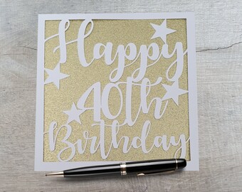 Laser Cut 40th Birthday Card - Etsy UK