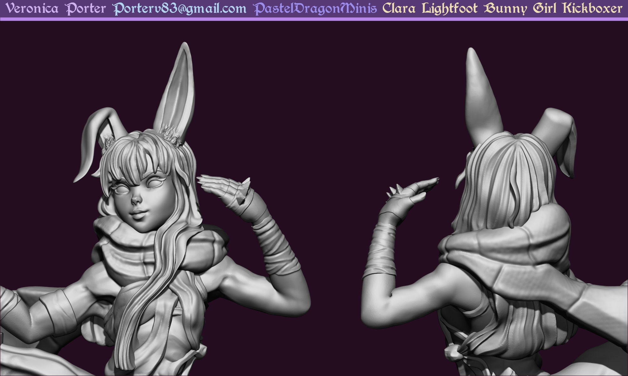 Clara Lightfoot STL 3D Printable Bunny Girl Kickboxer Miniature 32mm ...