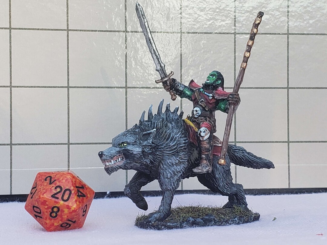 Mounted Orc With Dire Wolf D&D Miniature Hand Painted - Etsy