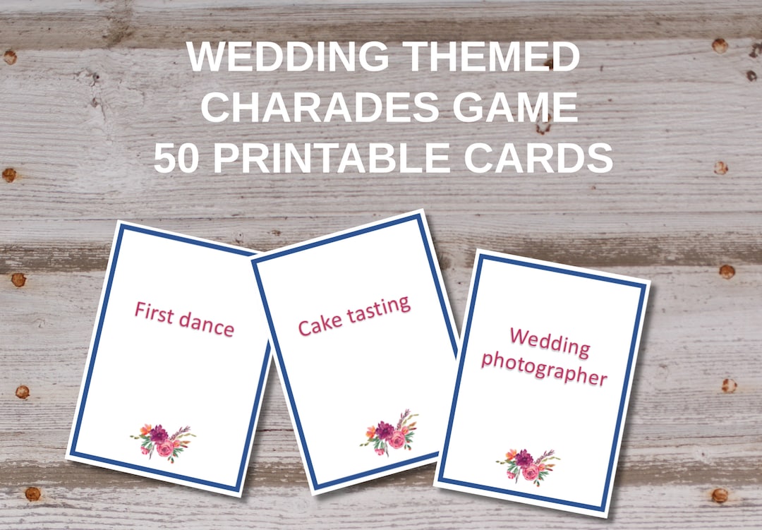 Wedding Charades Game, Pictionary Cards, Unique Bridal Shower Game ...