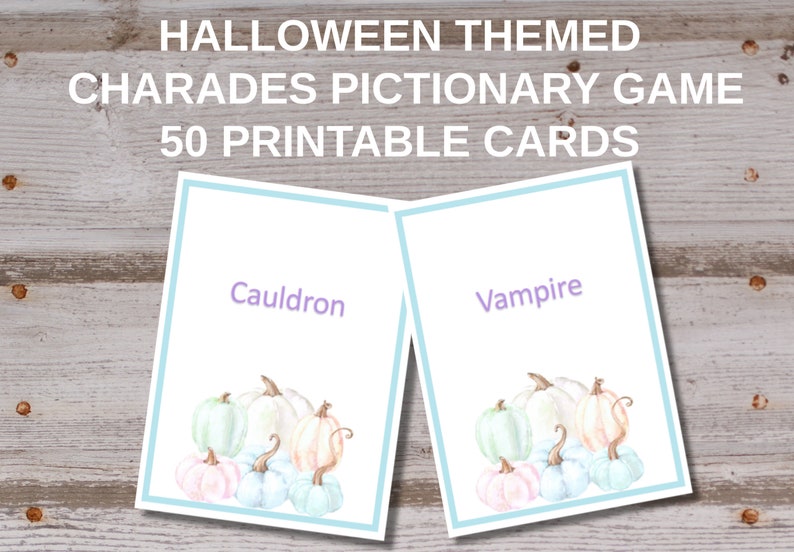 Halloween Charades Pictionary Game, Halloween Party Game, Pastel ...