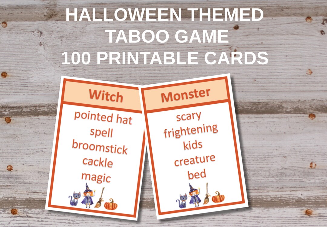Halloween Taboo Game, Halloween Party Game, Printable, INSTANT Digital ...