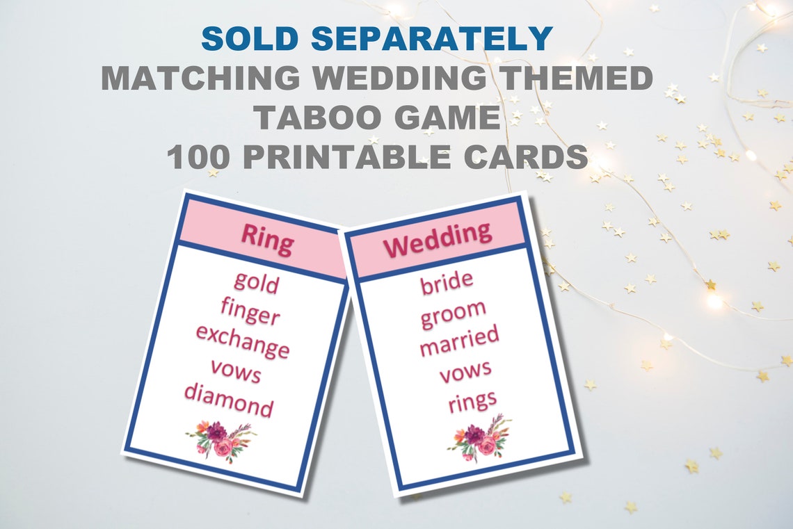 Wedding Charades Game, Pictionary Cards, Unique Bridal Shower Game ...