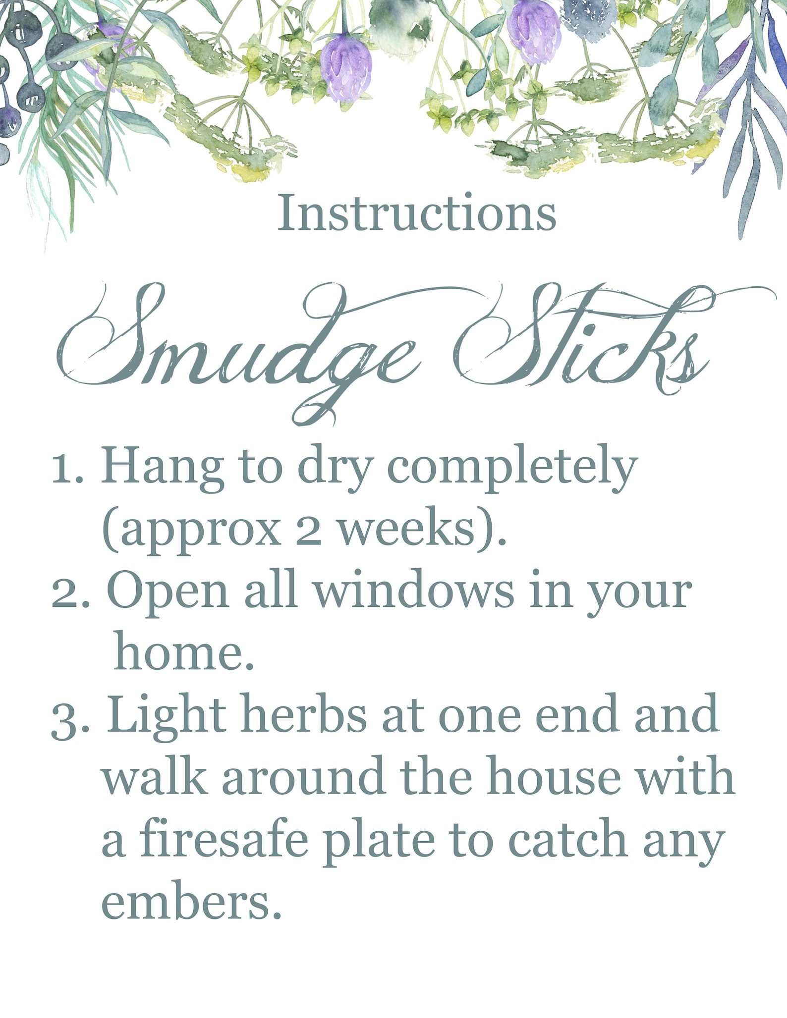 Smudge Sticks Sign and Instructions, DIY Smudge Stick Instructions ...