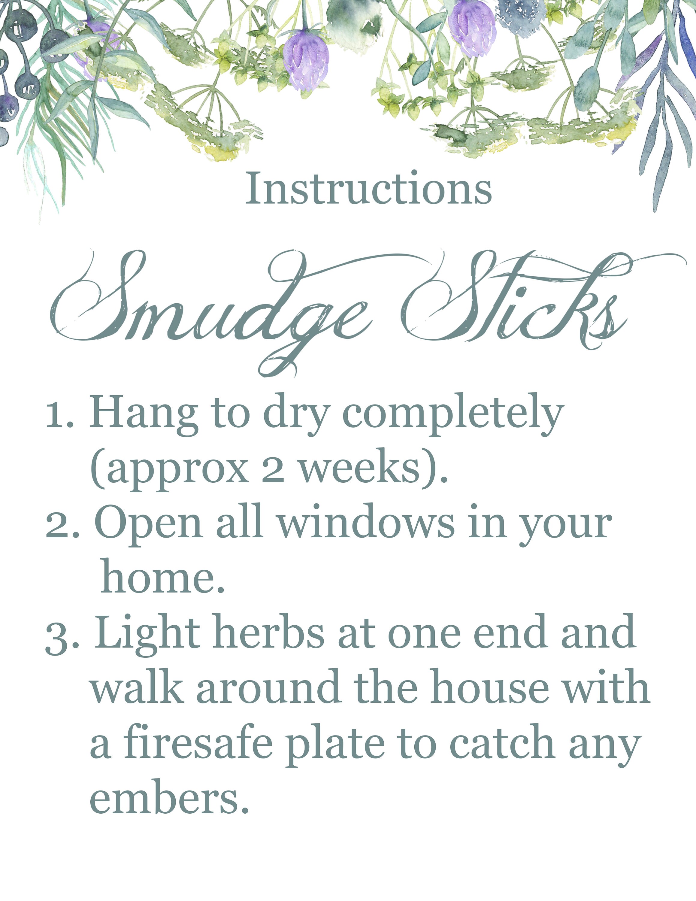 Smudge Sticks Sign and Instructions, DIY Smudge Stick Instructions ...