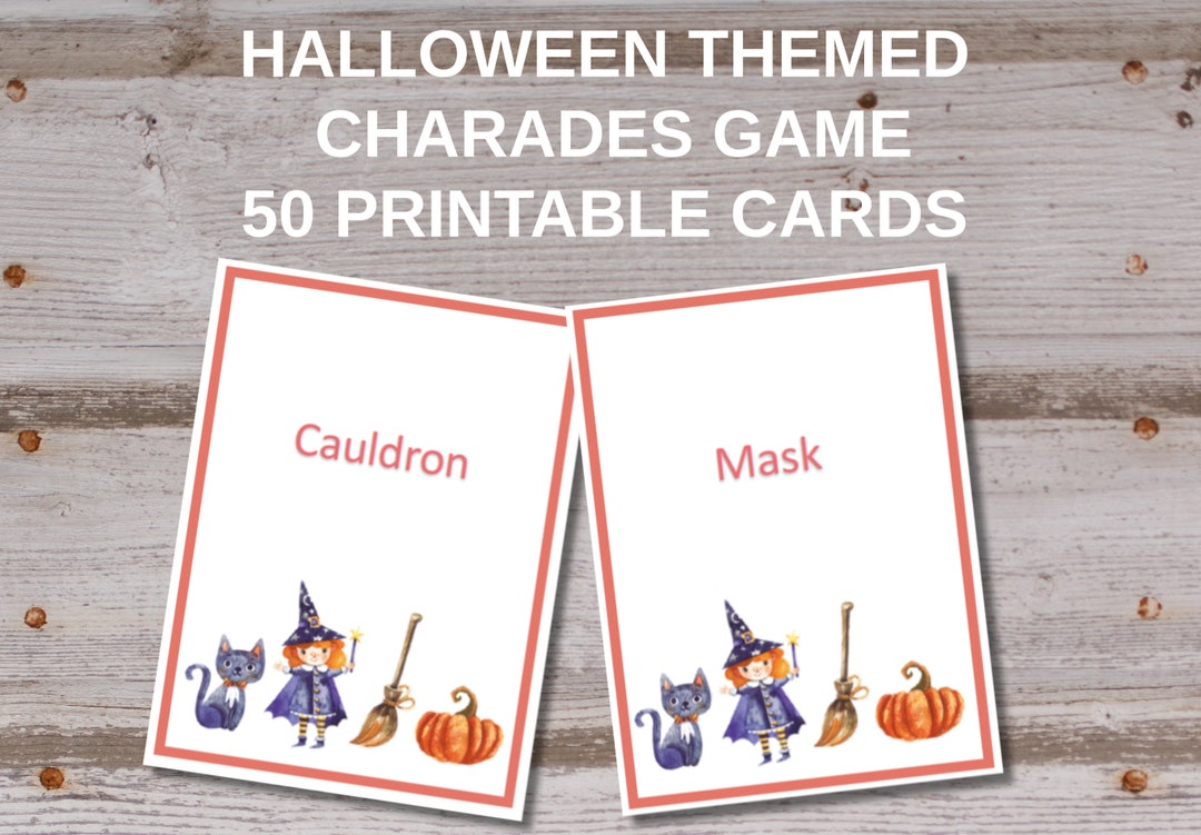 Halloween Charades Pictionary Game, Halloween Party Game, Printable ...