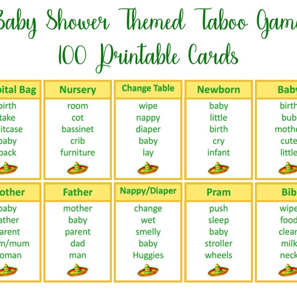 Elephant Baby Shower, Taboo Game, Pink Baby Shower Game, Girl Baby ...