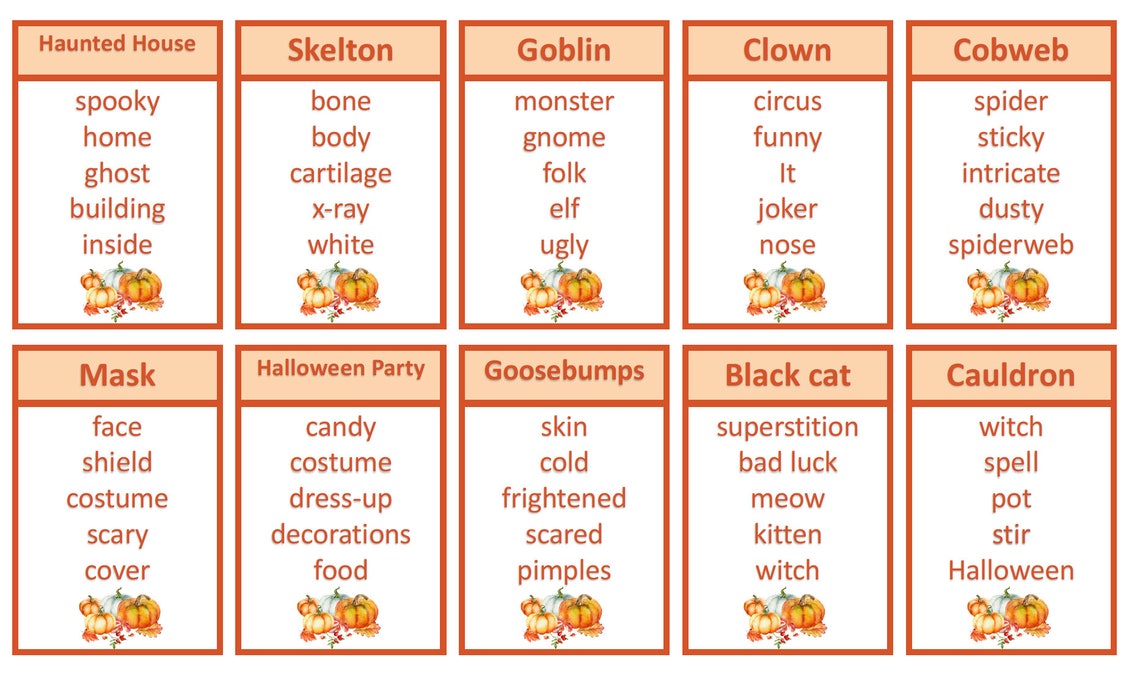 Halloween Taboo Game Halloween Party Game Printable INSTANT - Etsy