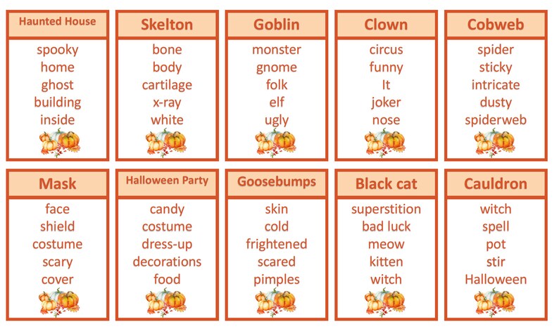 Halloween Taboo Game, Halloween Party Game, Printable, INSTANT Digital ...
