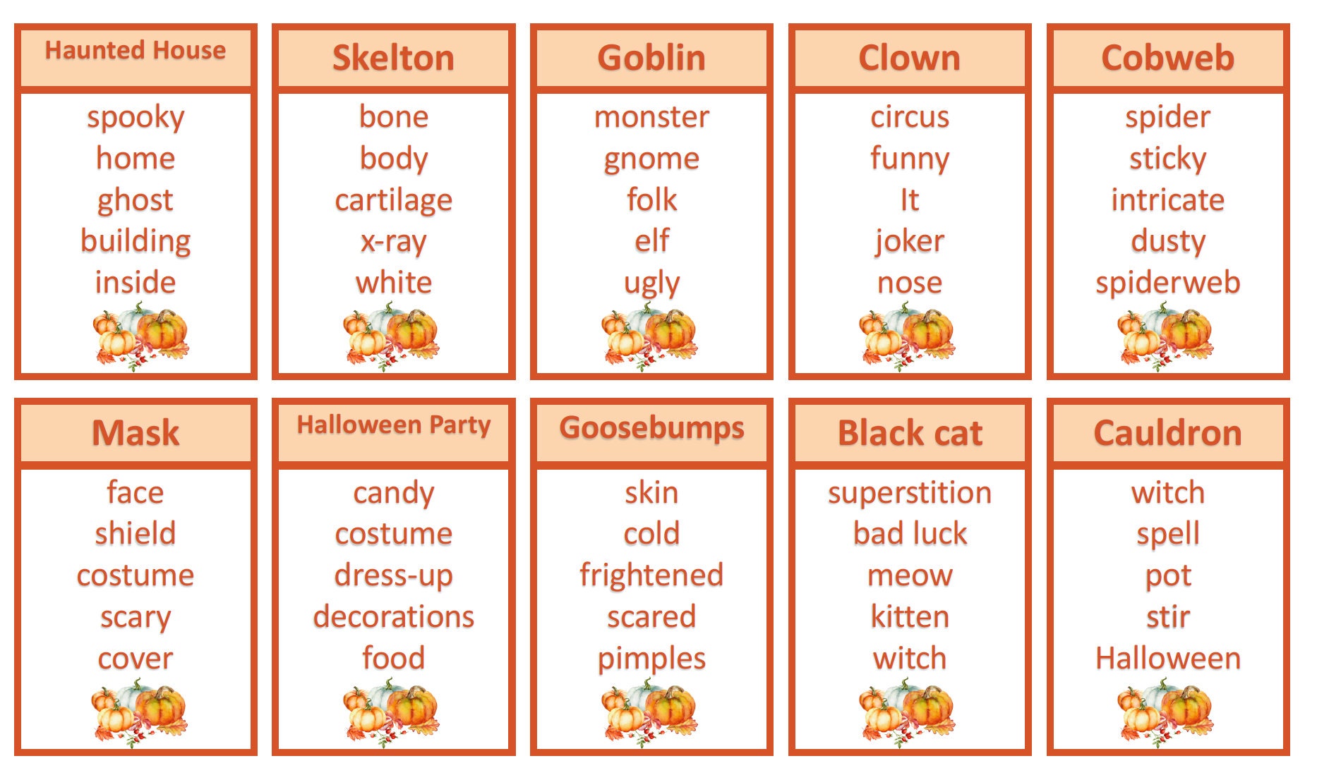 Halloween Taboo Game, Halloween Party Game, Printable, INSTANT Digital ...