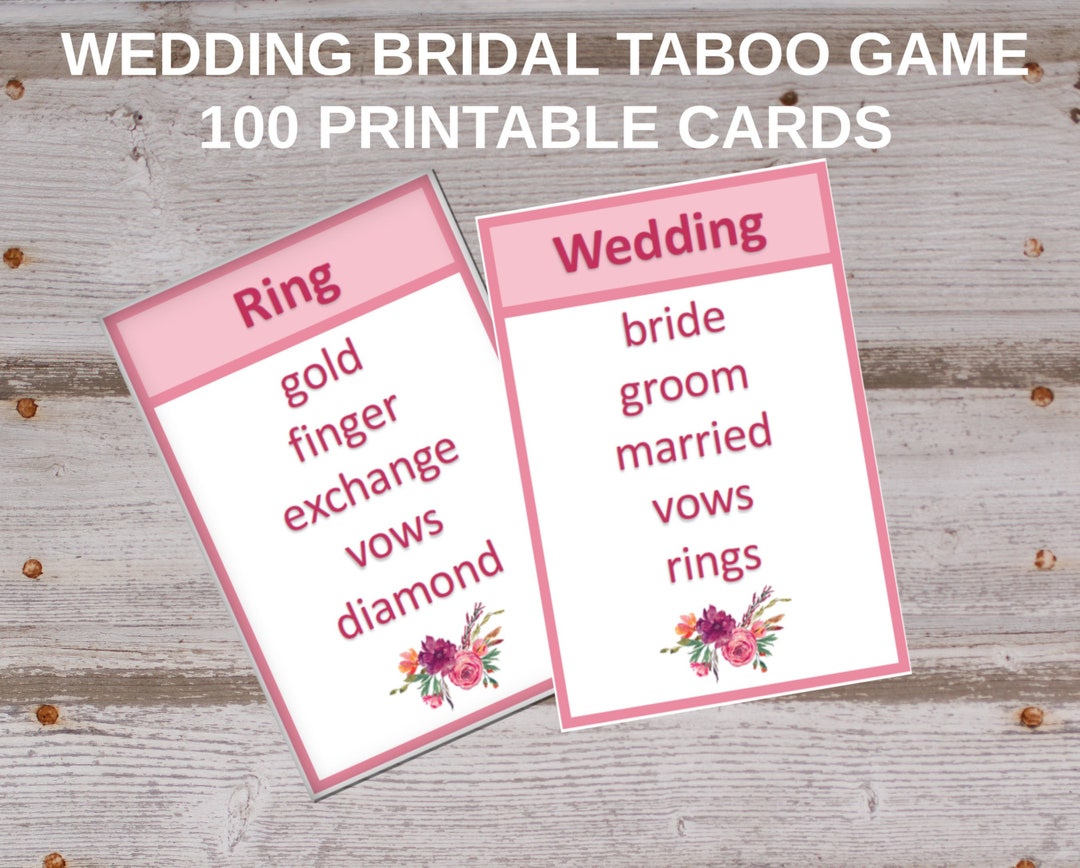 Blush Bridal Shower Game, Wedding Taboo Game, Bachelorette Party Game ...