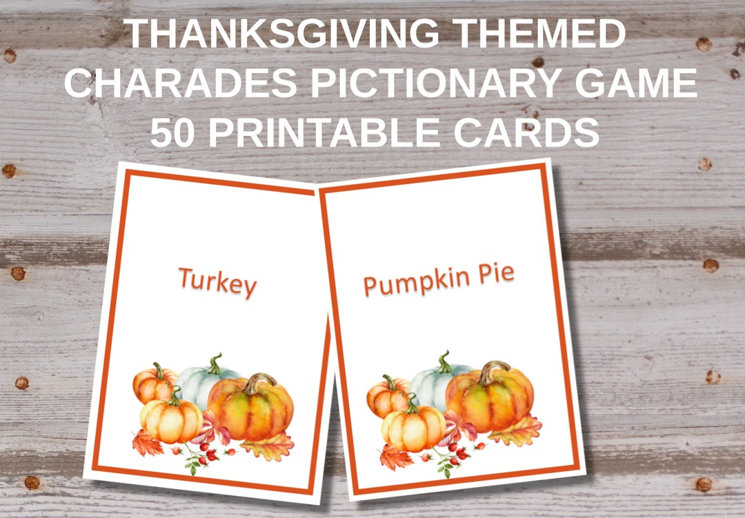 Thanksgiving Charades Pictionary Game, Friendsgiving Dinner Game ...