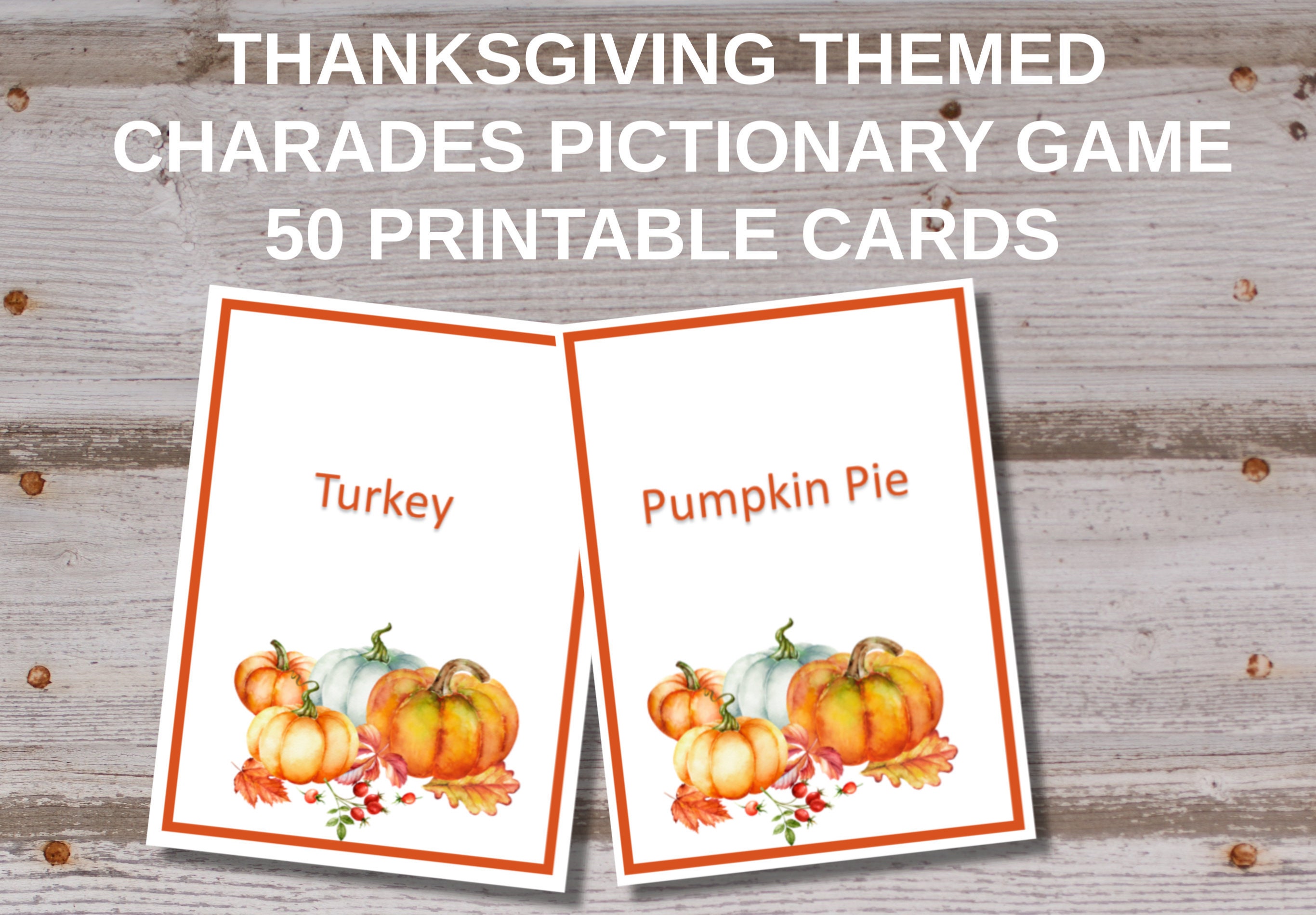 Thanksgiving Charades Pictionary Game, Friendsgiving Dinner Game ...