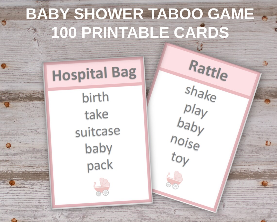 Pink Baby Shower Game, Taboo Game, Baby Girl Game , Instant Download ...