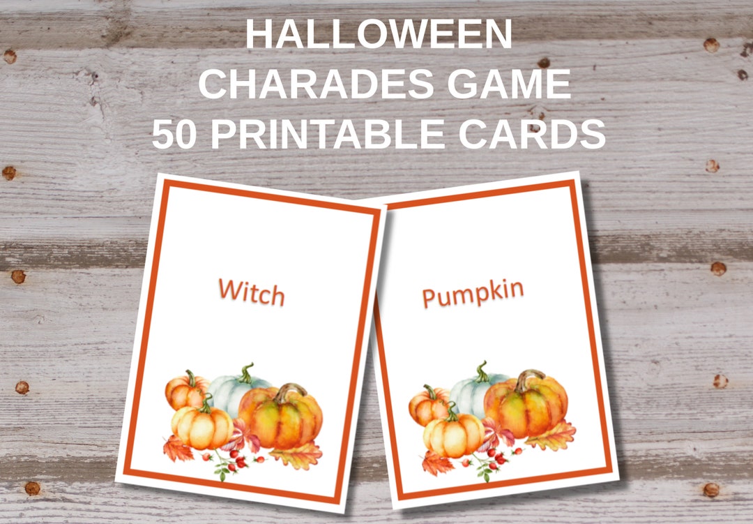 Halloween Charades Pictionary Game, Halloween Party Game, Printable ...