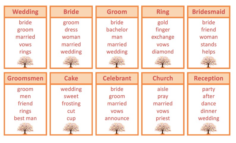 Fall Wedding Taboo Game Bachelorette Taboo Autumn Bridal - Etsy