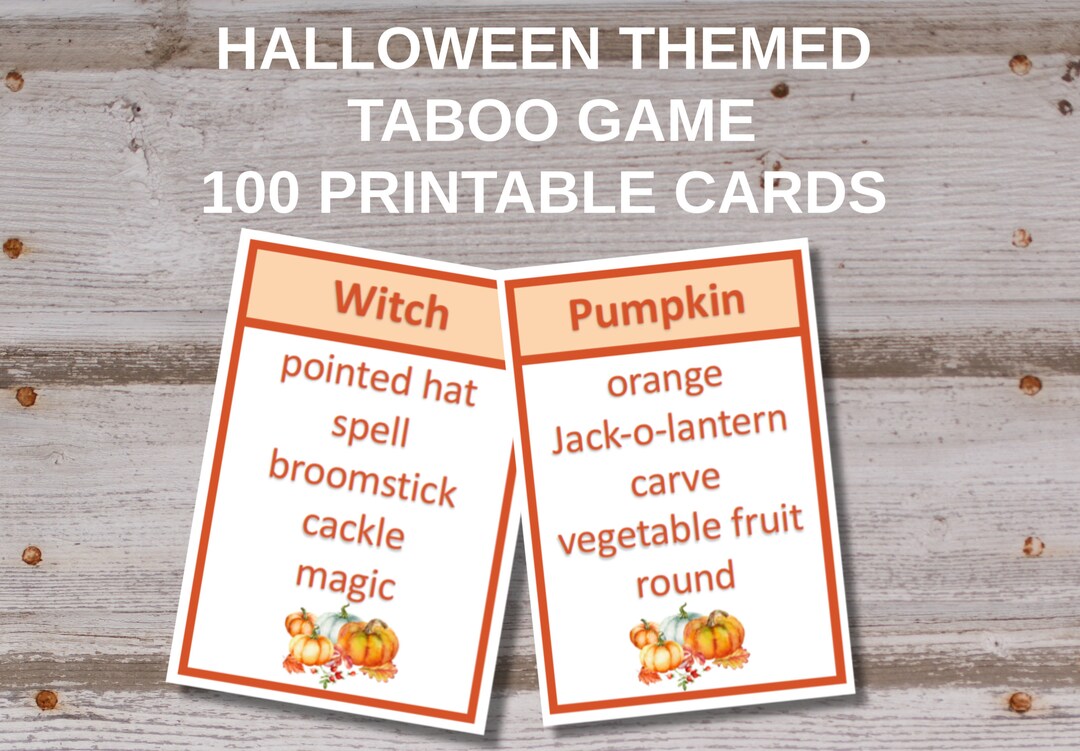Halloween Taboo Game, Halloween Party Game, Printable, INSTANT Digital ...