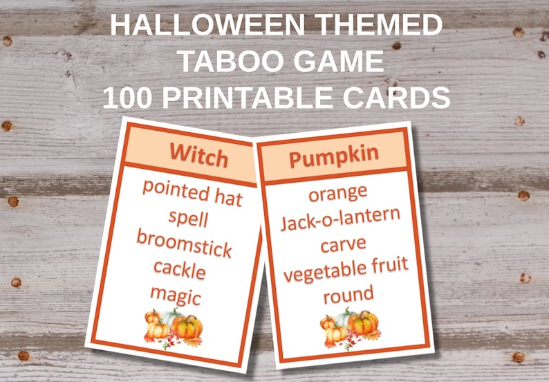 Halloween Taboo Game, Halloween Party Game, Printable, INSTANT Digital ...