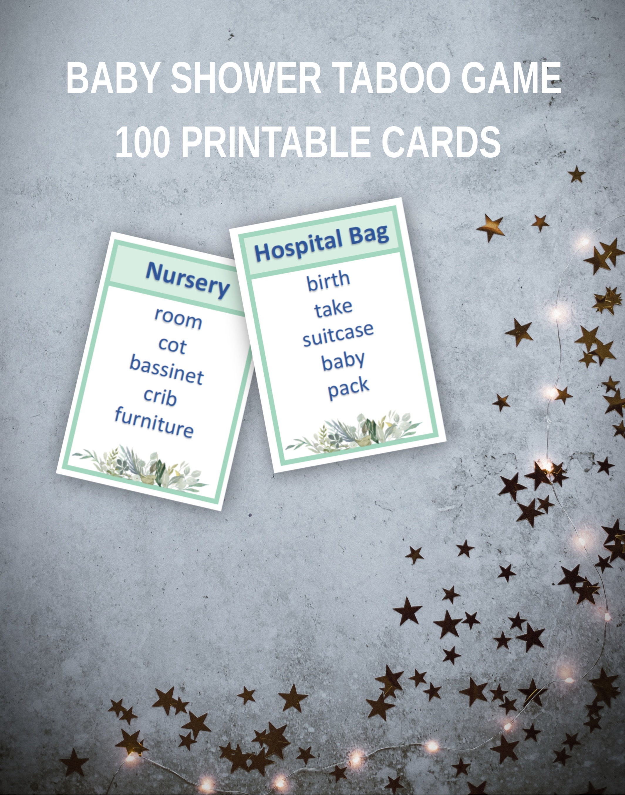 Greenery Baby Shower Taboo Game, Baby Themed Taboo Cards, Printable ...