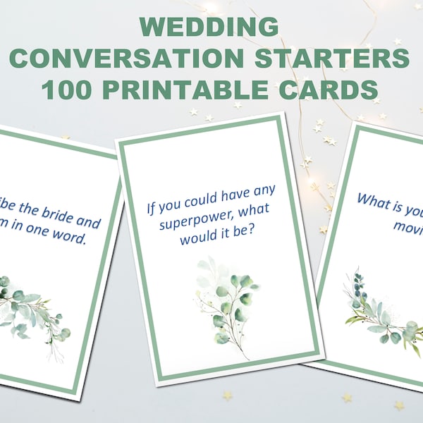 Reception Conversation Cards - Etsy