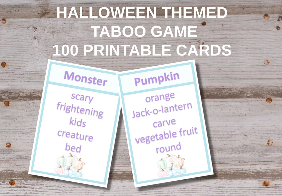 Halloween Taboo Game, Halloween Party Game, Pastel Halloween, Printable ...