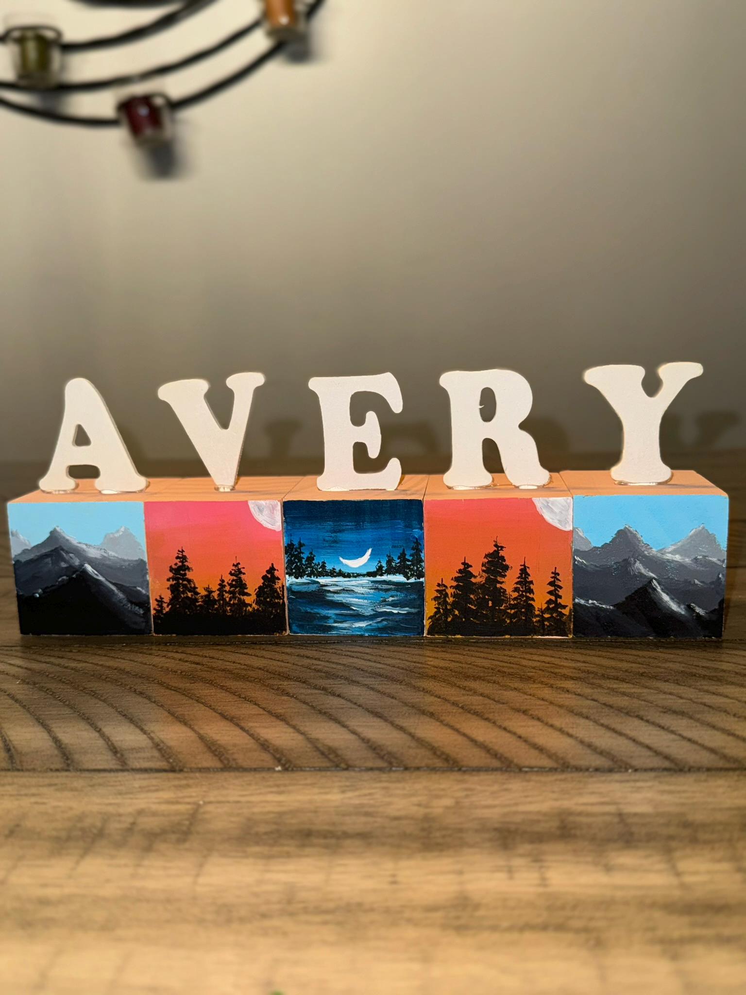 Hand Painted Wooden Blocks/baby Shower Gift/diaper Cake Decoration ...