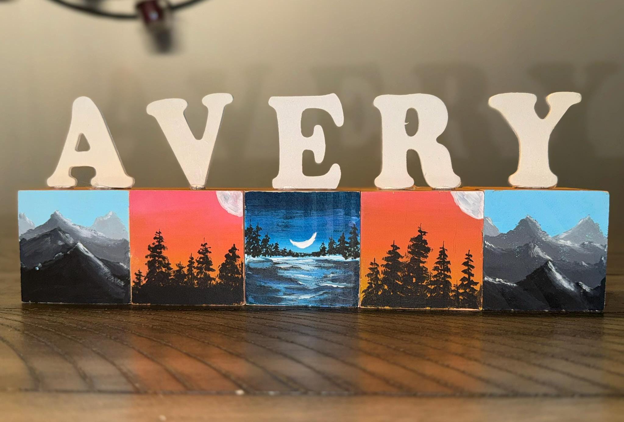 Hand Painted Wooden Blocks/baby Shower Gift/diaper Cake Decoration ...