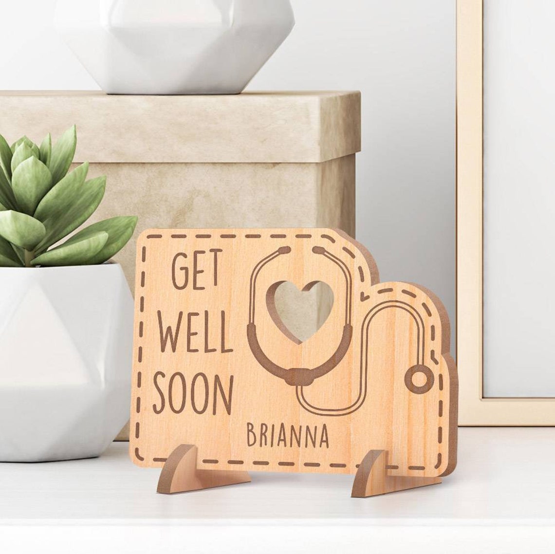 Personalized Get Well Soon Card Sick Friend Gift Wooden Card | Etsy
