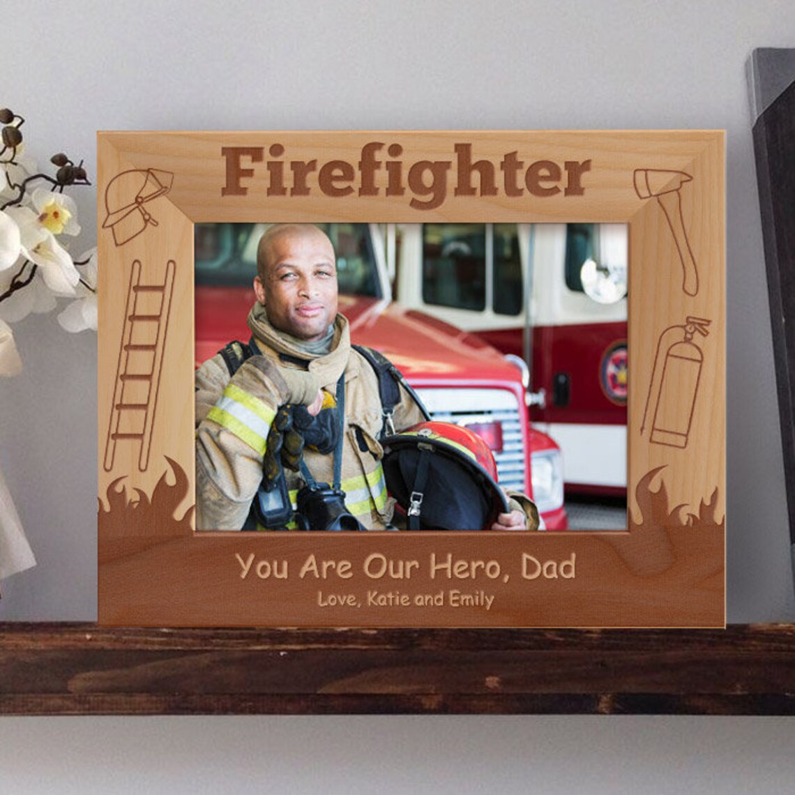 Firefighter Photo Frame Personalized Firefighter Frame Our | Etsy