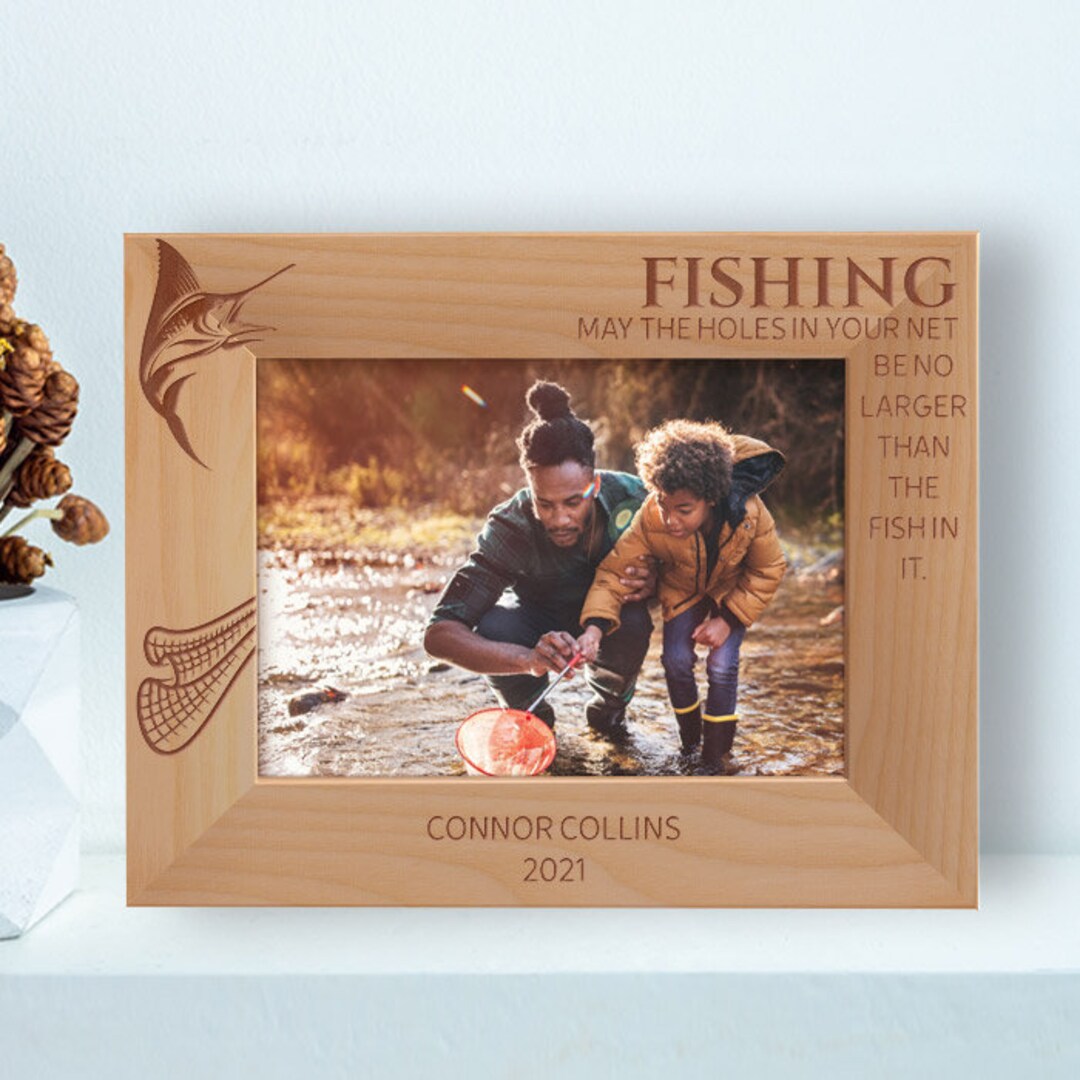 Personalized Fishing Picture Frame, Custom Photo Frame, Engraved Photo ...
