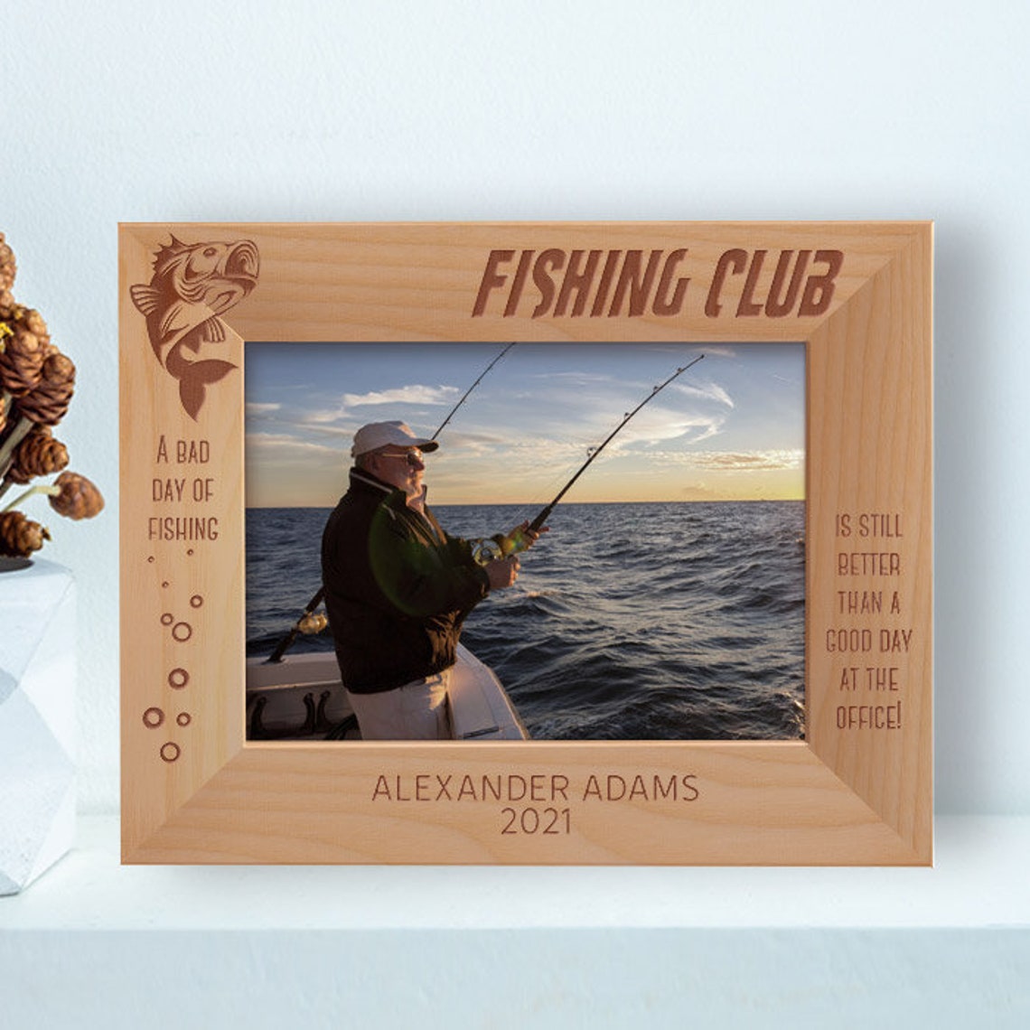 Custom Fishing Picture Frame, Personalized Fishing Club Photo Frame ...