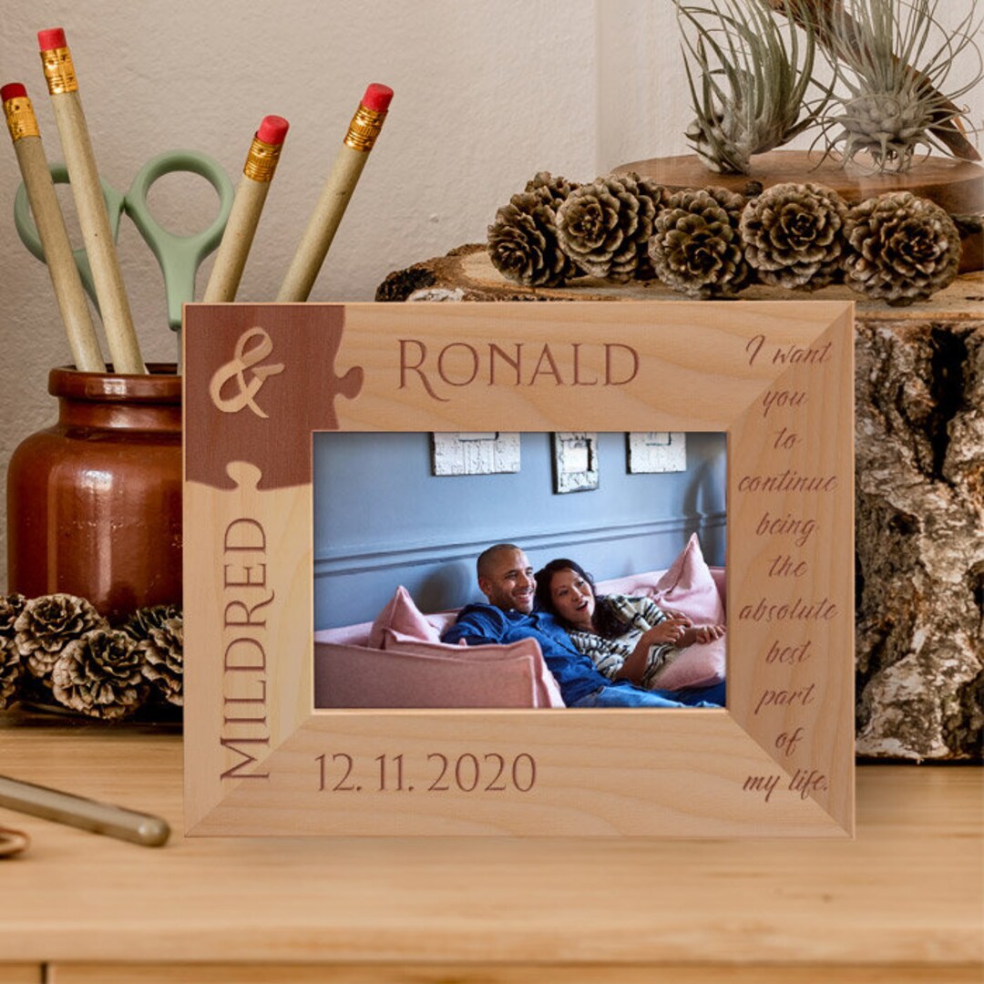 Custom Couple Photo Frame, Personalized Photo Frame, Wooden Picture ...