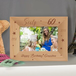 60th Birthday Personalized Picture Frame Engraved Photo | Etsy