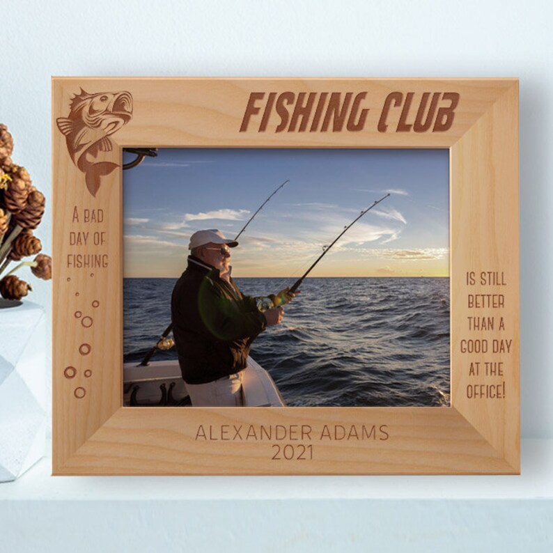 Custom Fishing Picture Frame, Personalized Fishing Club Photo Frame ...