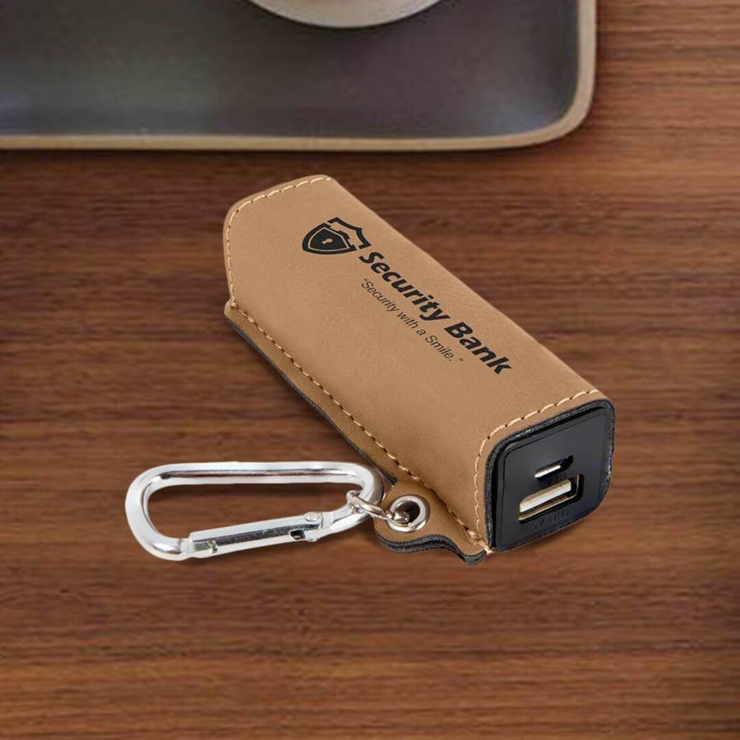 Personalized Power Bank, Custom Faux Leather Travel Charger, Engraved ...