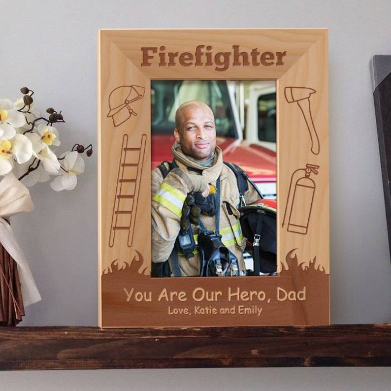 Firefighter Photo Frame Personalized Firefighter Frame Our | Etsy