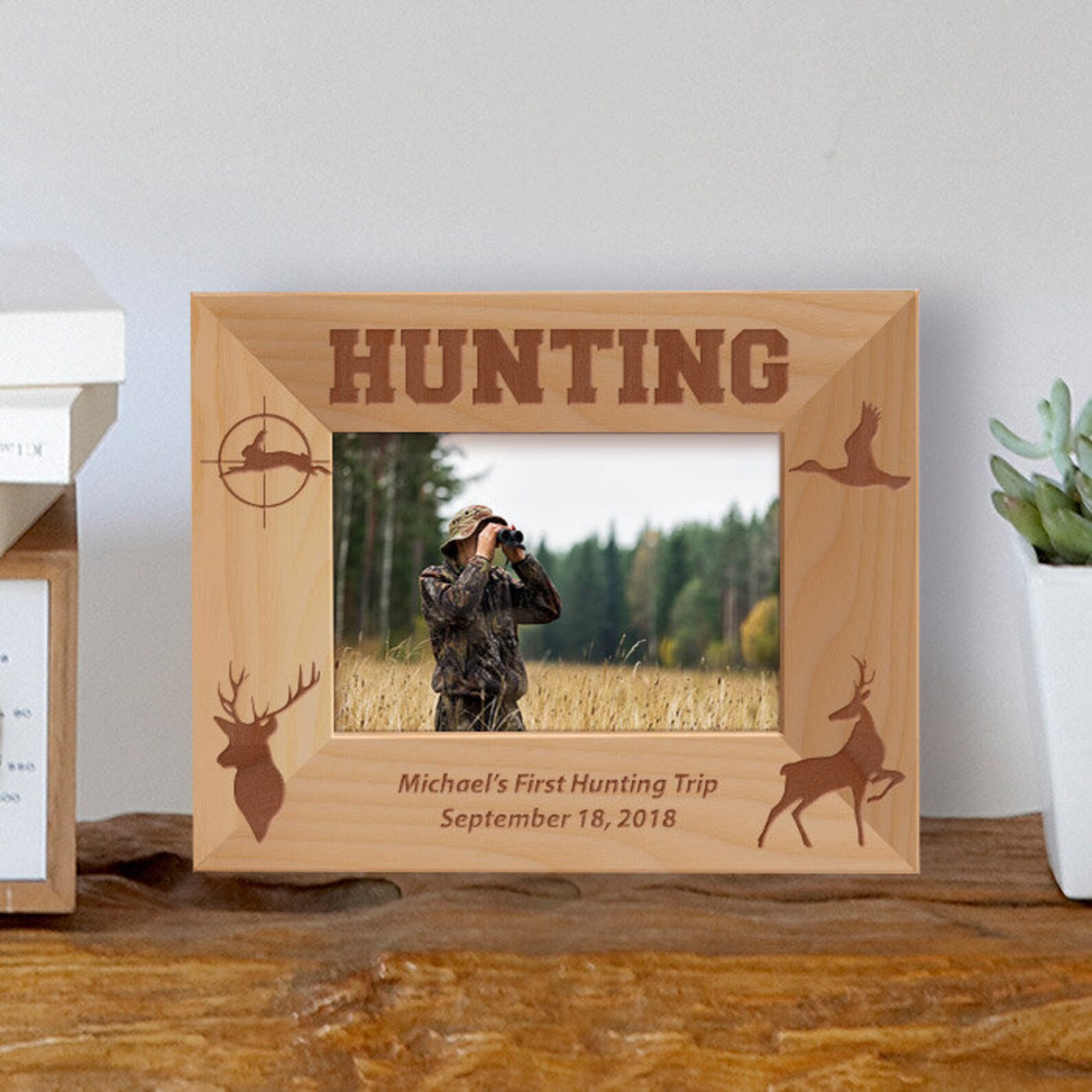 First Hunting Picture Frame, Personalized Picture Frames, Wooden ...